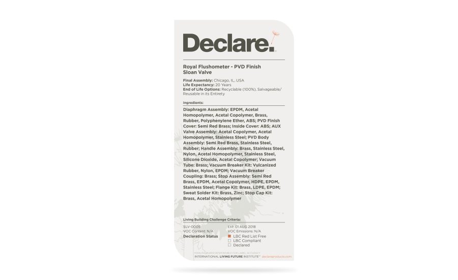 Sloan adds additional Declare labels | 2017-08-16 | Plumbing and ...